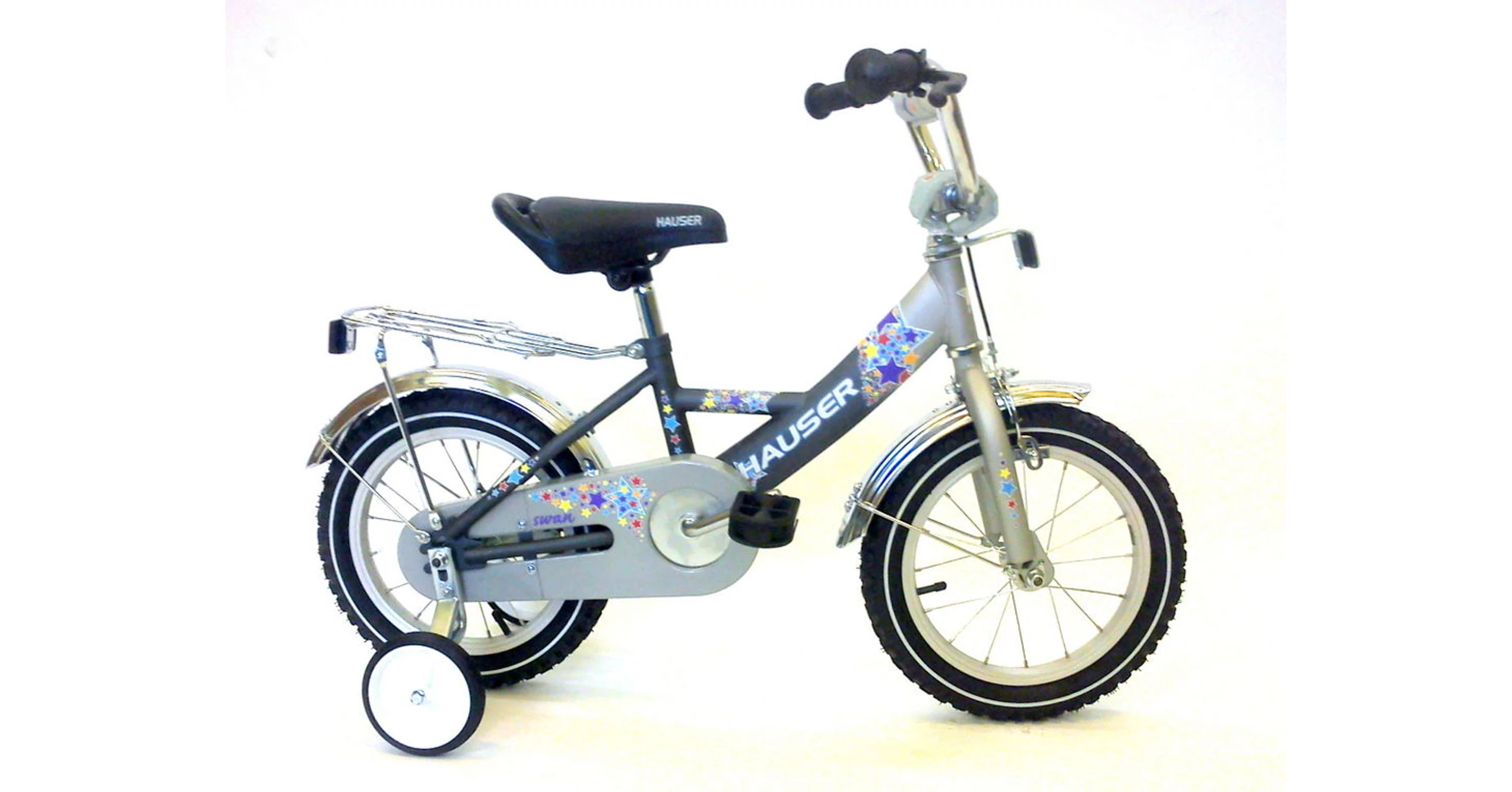 Hauser Swan 14-os gyerekkerékpár kontrás, mattezüst/grafit - 14