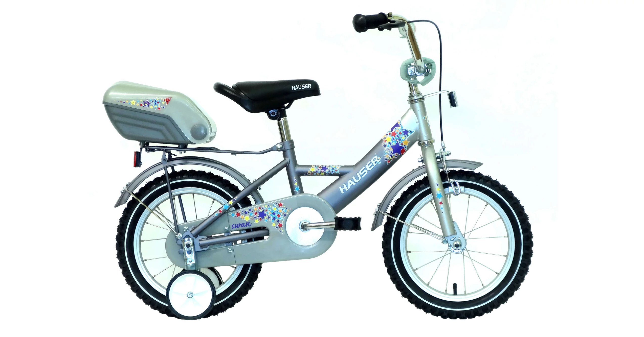 Hauser Swan 14-os gyerek kerékpár kontrafékes, mattezüst/grafit ...