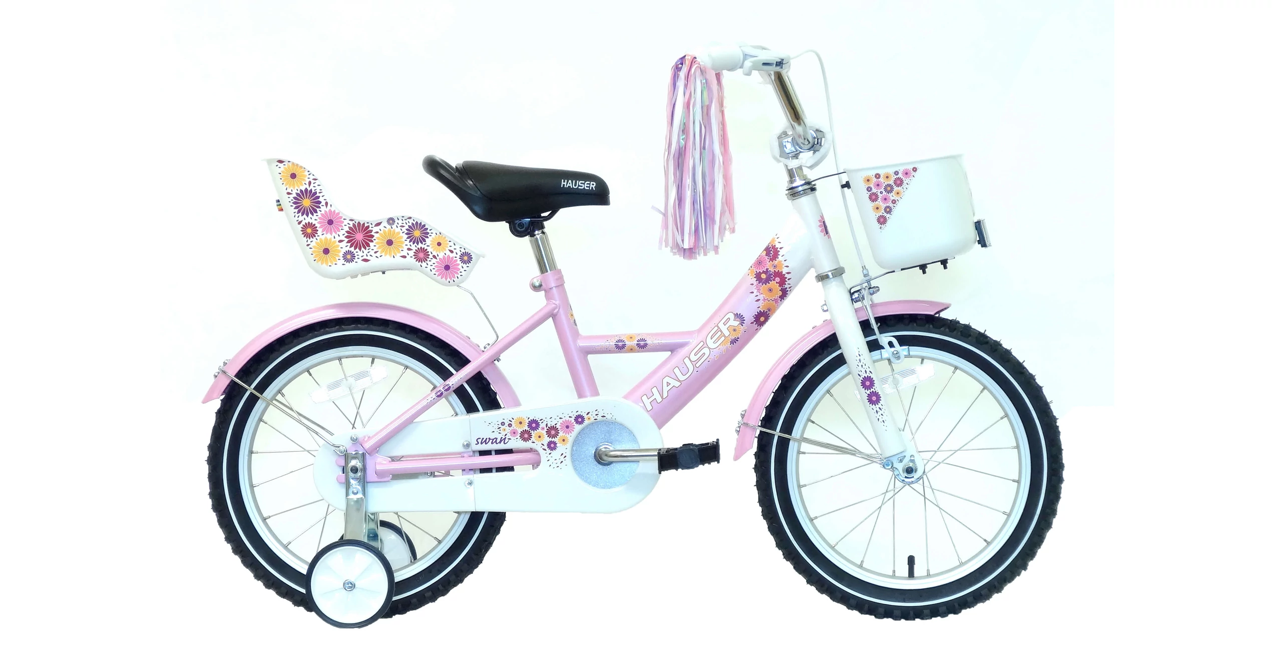 Hauser Swan 16-os gyerek kerékpár kontrafékes, fehér/rózsaszín ...